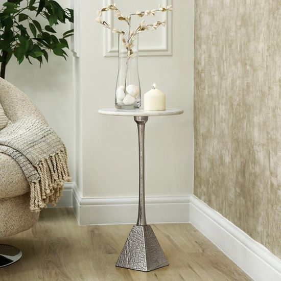 Ella White Marble Round Side Table | Choice Furniture Superstore UK