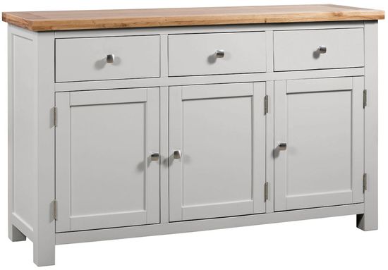 Lundy Grey Painted Medium 3 Door Sideboard | Choice Furniture Superstore UK