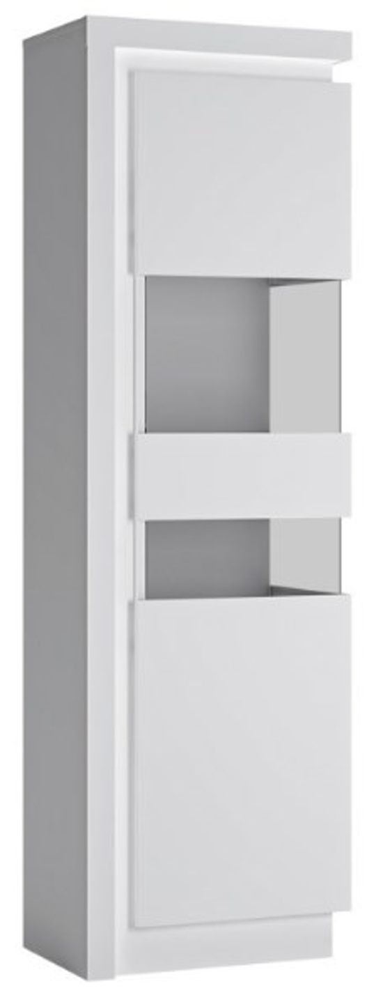 Lyon White Gloss Narrow Display Cabinet - RHD | Choice Furniture ...