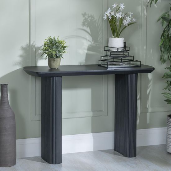 Bern Fluted Black Pedestal Console Table | Choice Furniture Superstore UK
