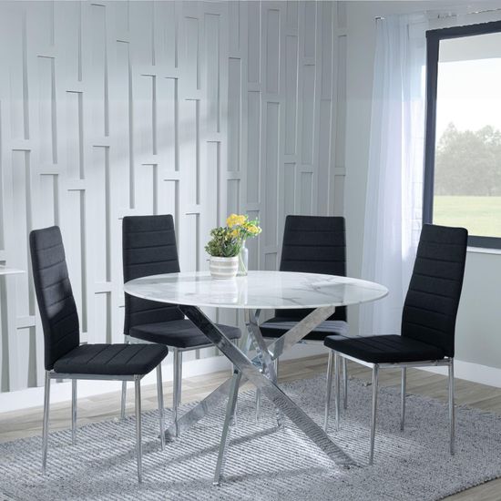 GET 2 CHAIRS FREE - Chopstick White Glass and Chrome Metal 4 Seater ...