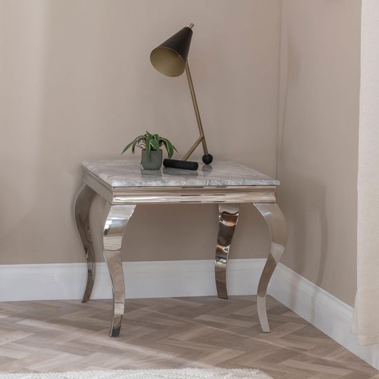 Louis Grey Marble and Chrome Square Side Table | Choice Furniture ...
