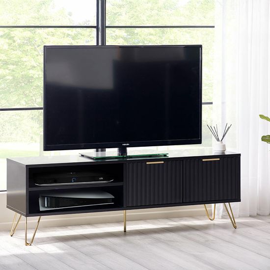 Murano Ribbed Black 150cm TV Unit | Choice Furniture Superstore UK