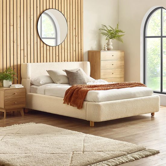 Oberon Cream Fabric Bed - Sizes Available | Choice Furniture Superstore UK