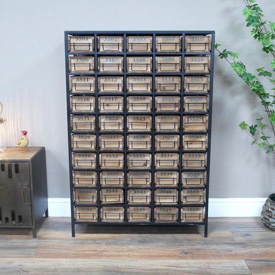 Dutch Wood and Metal Large Multi Drawer Storage Unit | CFS UK