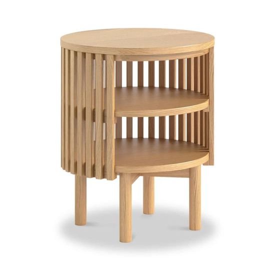 Soho Oak Slatted Round Open Side Table | Choice Furniture Superstore UK