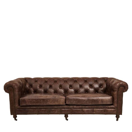 Hoxton Brown Leather 3 Seater Sofa | Choice Furniture Superstore UK