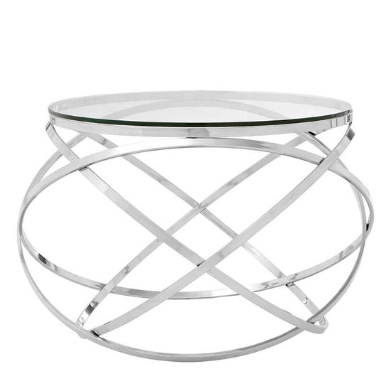 Allure Clear Glass Round End Table with Chrome Circular Base | CFS UK