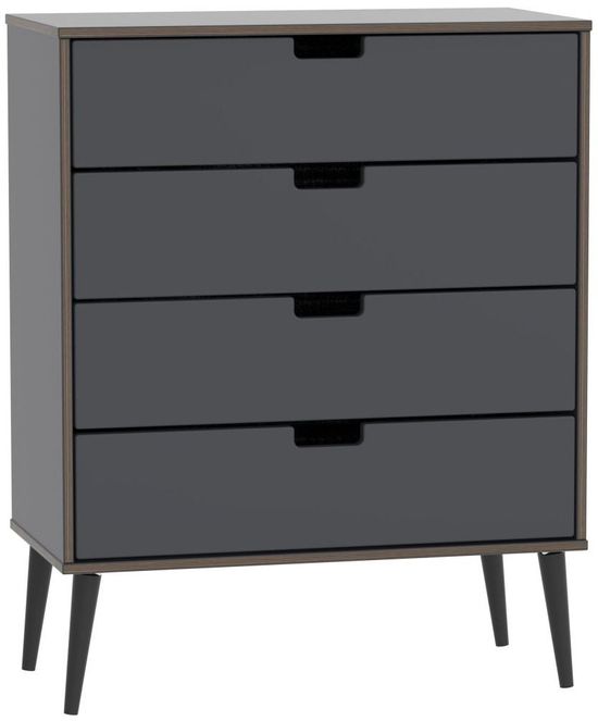 Shanghai Graphite 4 Drawer Chest with Wooden Legs | Choice Furniture ...