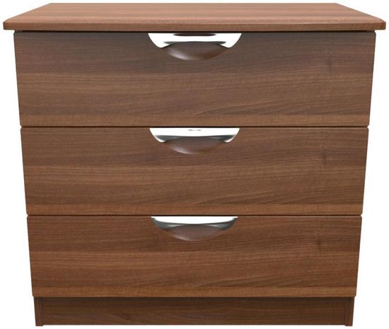 Flora Walnut Effect 3 Drawer Small Chest | Choice Furniture Superstore UK