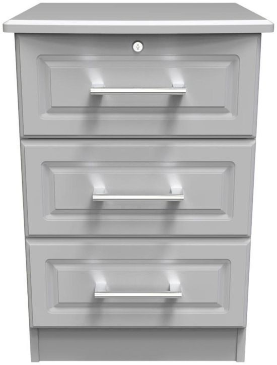 Gina Grey 3 Drawer Bedside Cabinet with Lock | Choice Furniture ...