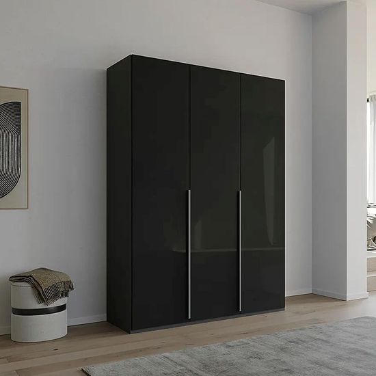 Rauch Purisma 151cm 3 Door Wardrobe - Graphite and Basalt Glass | CFS UK