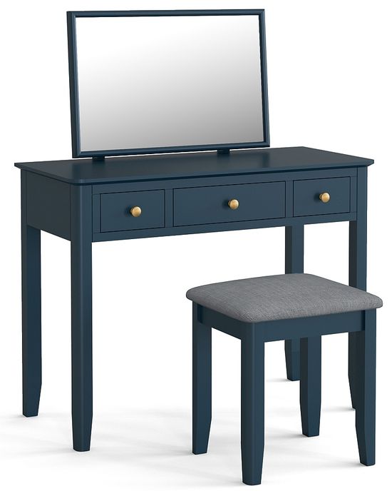 Harrogate Blue 3 Drawer Dressing Table Set | Choice Furniture Superstore UK