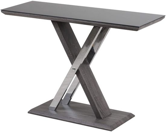 Xavi Grey Glass Top Console Table with X Pedestal Base | CFS UK