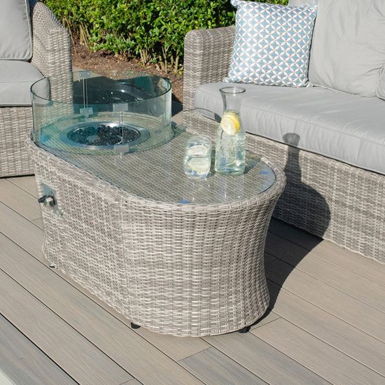 Maze Oxford Grey Rattan Fire Pit Garden Coffee Table | CFS UK