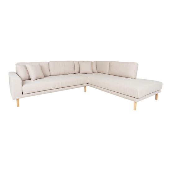 Lido Sand Fabric Corner Sofa Open End with Natural Legs - RHF | CFS UK