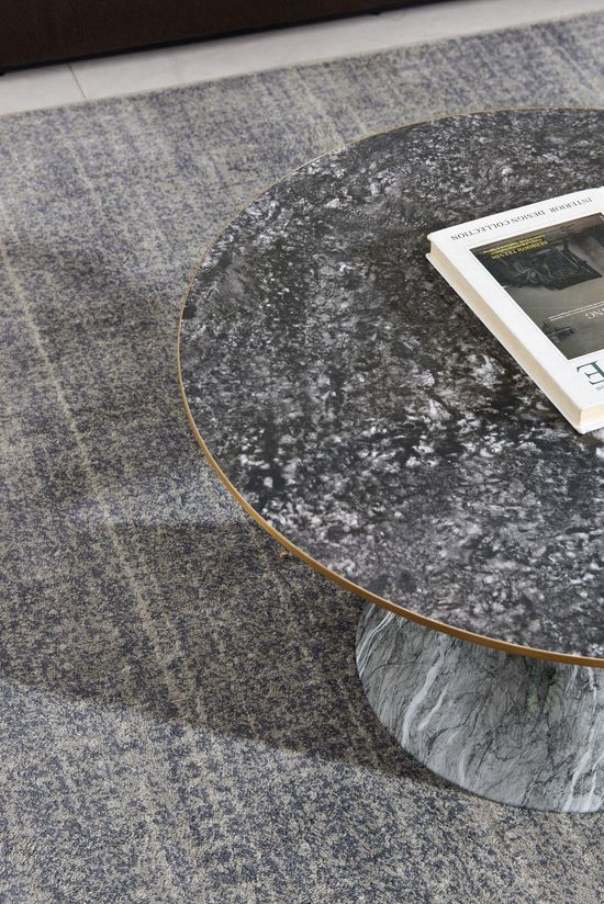 Funnel Grey Ceramic Round Side Table with Gold Trim | CFS UK