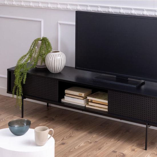 Angus Black Ash TV Unit with 2 Sliding Door | Choice Furniture ...