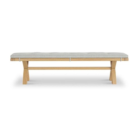 Normandy Oak and Beige Fabric Dining Bench with Cross Leg | CFS UK