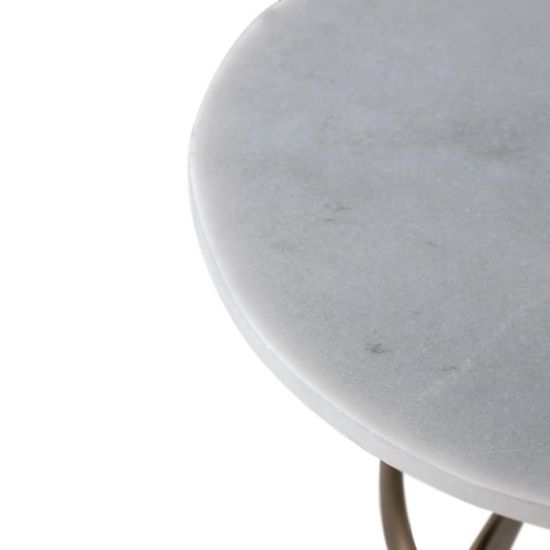 Newgale White Marble and Gold Round Side Table | Choice Furniture ...