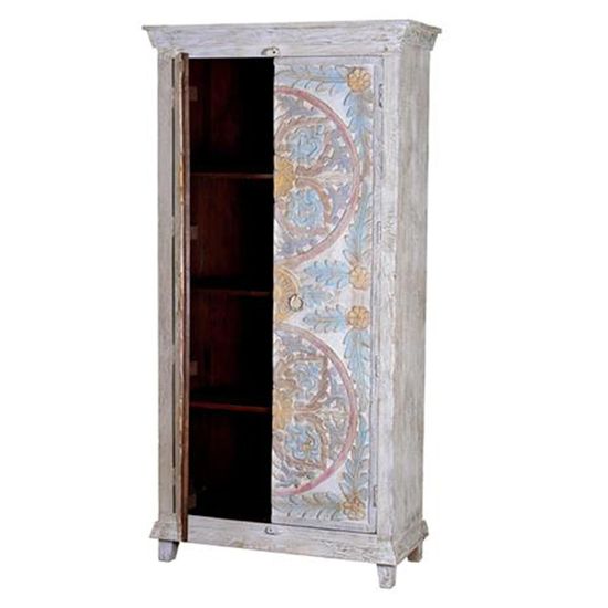 Edgard White Carved Mango Wood 2 Door Wardrobe | Choice Furniture ...