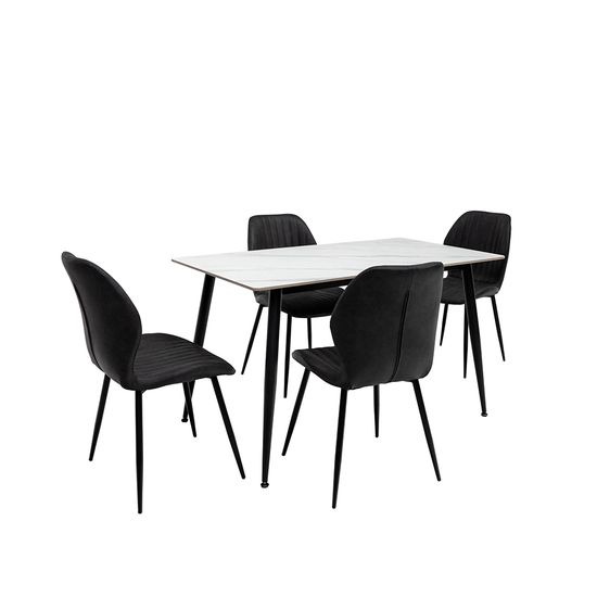 Riga Snow White Sintered Stone 6 Seater Dining Table - 160cm | CFS UK