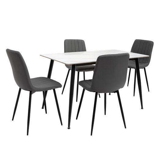 Riga Snow White Sintered Stone 6 Seater Dining Table - 160cm | CFS UK