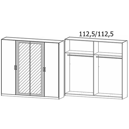 Rauch Miro 226cm 4 Door Wardrobe with Mirror - Alpine White and Artisan ...