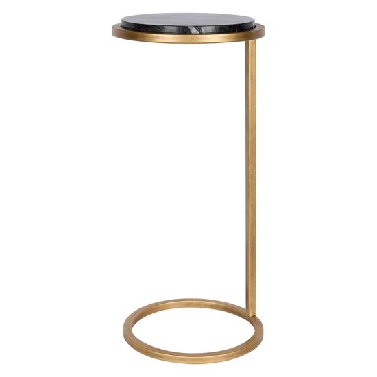 Libra Iota Black Marble Round Accent Table | Choice Furniture Superstore UK