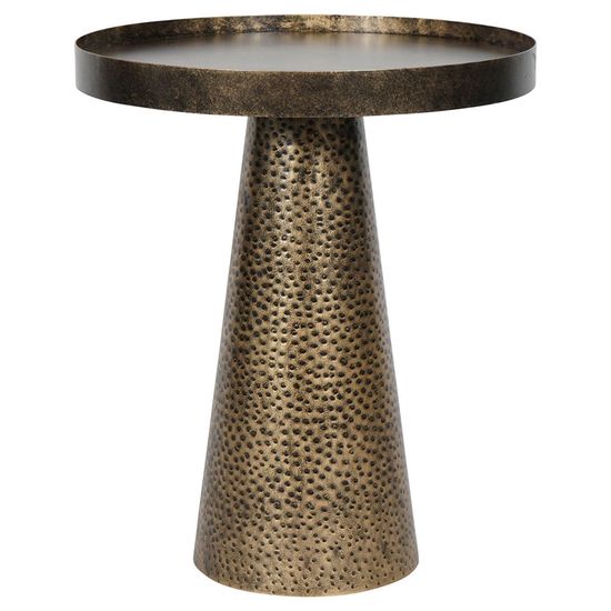 Libra Sandbanks Antique Gold Metal Round Side Table | CFS UK