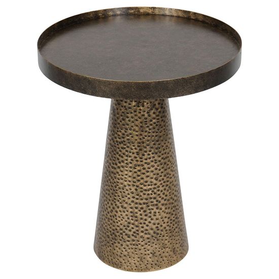 Libra Sandbanks Antique Gold Metal Round Side Table | CFS UK