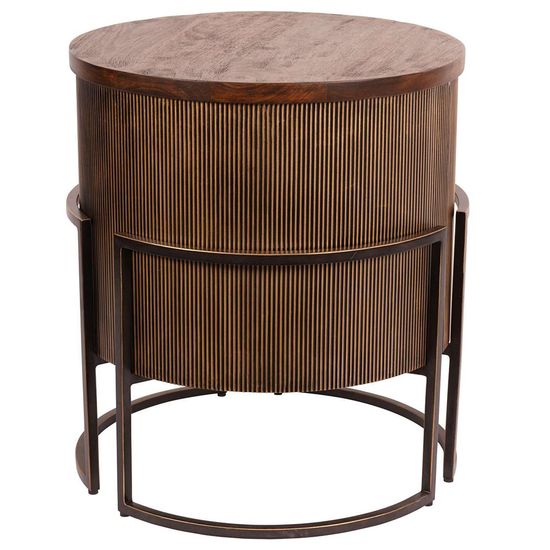 Libra Hunter Wood and Metal Fluted Round End Table | CFS UK