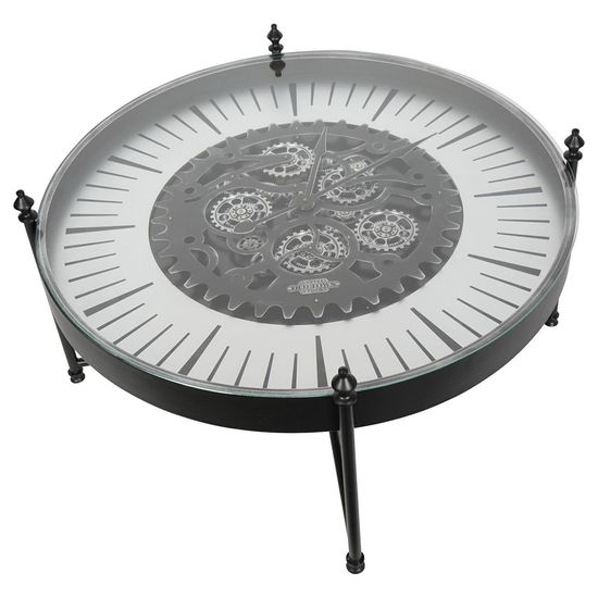 Libra Palladium Black and Nickel Cogs Round Coffee Table | CFS UK