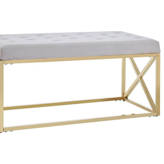 Allure Mink Velvet Fabric Hall Bench with Gold Base | CFS UK