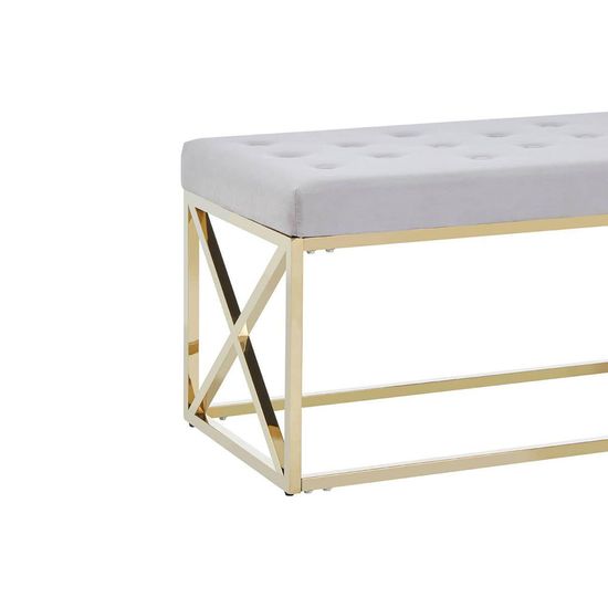 Allure Mink Velvet Fabric Hall Bench with Gold Base | CFS UK