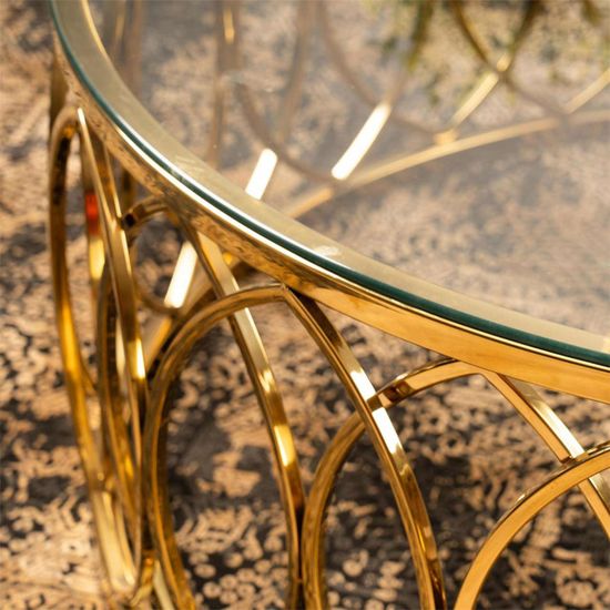 Willow Glass and Gold Metal Round Coffee Table | Choice Furniture ...