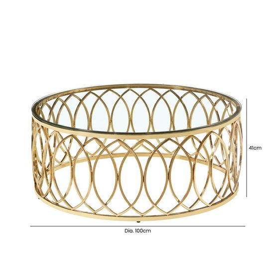 Willow Glass and Gold Metal Round Coffee Table | Choice Furniture ...