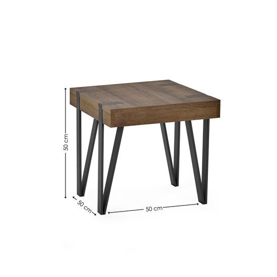 Troy Rustic Wood Effect Square Side Table | Choice Furniture Superstore UK