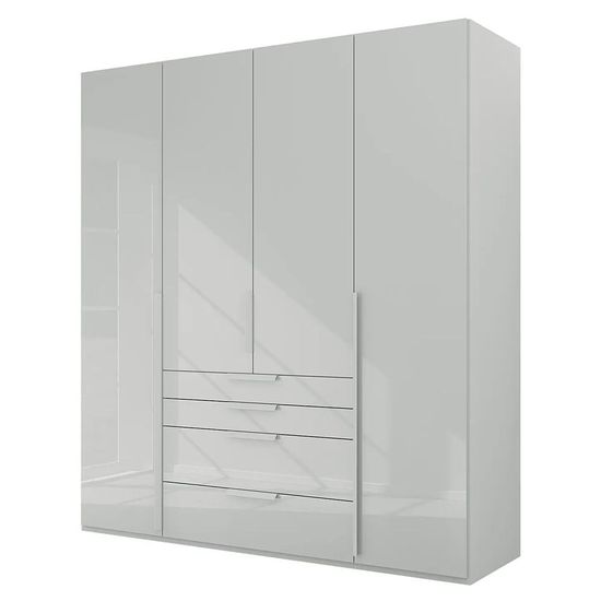 Rauch Purisma 201cm 4 Door Wardrobe with Drawer - Silk Grey Glass | CFS UK