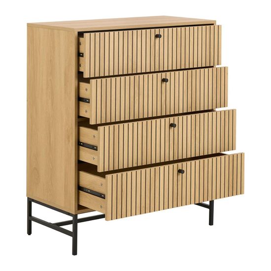 Albany Ribbed Oak 4 Drawer Chest | Choice Furniture Superstore UK
