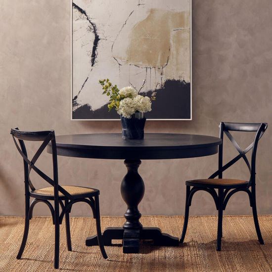 Lyon Black Oak 6 Seater Round Dining Table - 130cm | CFS UK