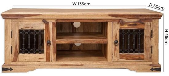 Thacket Sheesham Wood 135cm TV Cabinet | Choice Furniture Superstore UK