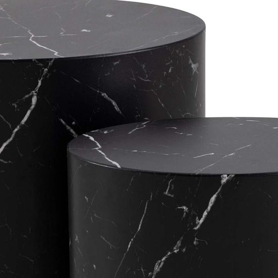 Motley Black Marble Effect Oval Coffee Table (Set of 2) | CFS UK