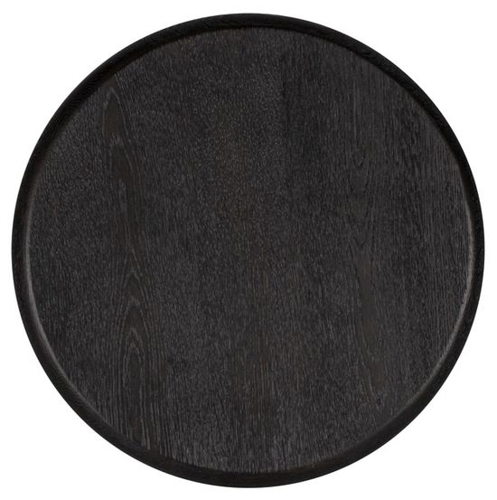 Macaron Rustic Black Oak and Brushed Gold Round End Table | CFS UK