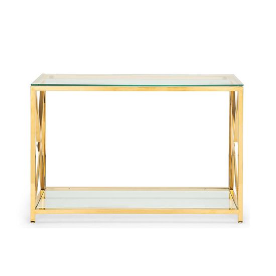Miami Glass and Gold 120cm Console Table | Choice Furniture Superstore UK