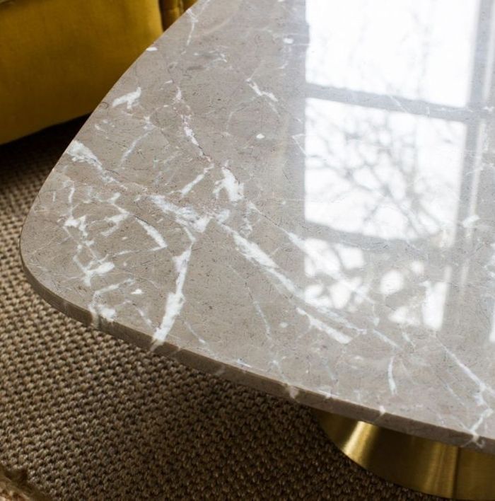 Oscar Brown Marble 2 Seater Square Dining Table with Black Cone Base ...