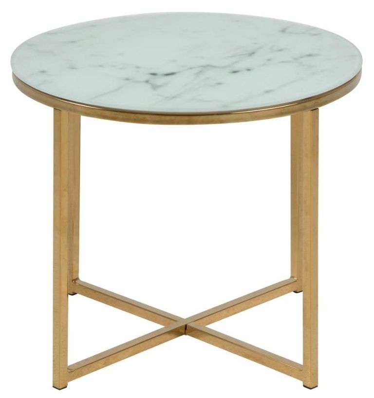 Alisma Gold and White Marble Effect Round Side Table | CFS UK