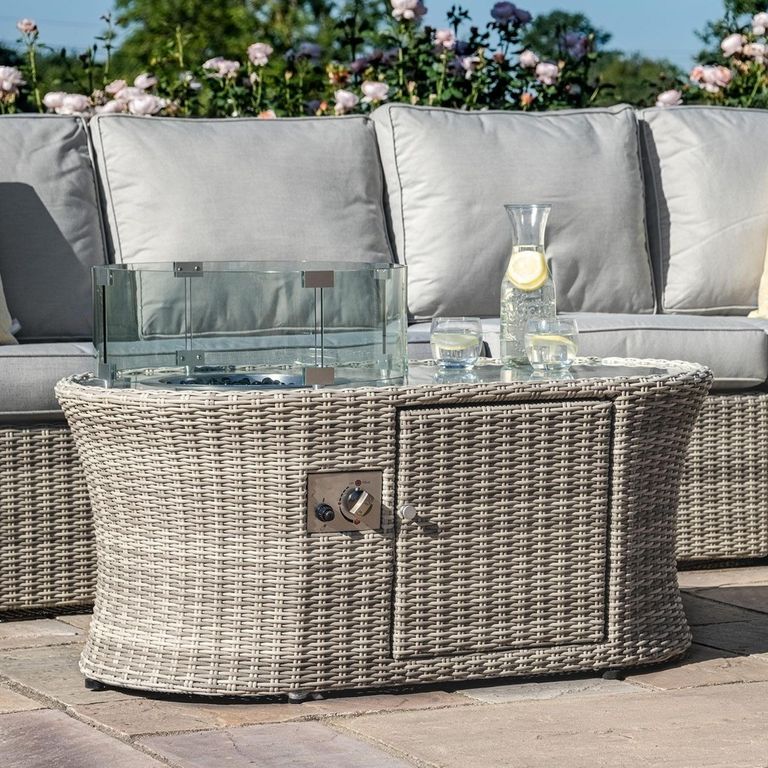 Maze Oxford Grey Rattan Fire Pit Garden Coffee Table | CFS UK