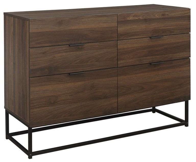 Houston Walnut 6 Drawer Wide Chest | Choice Furniture Superstore UK