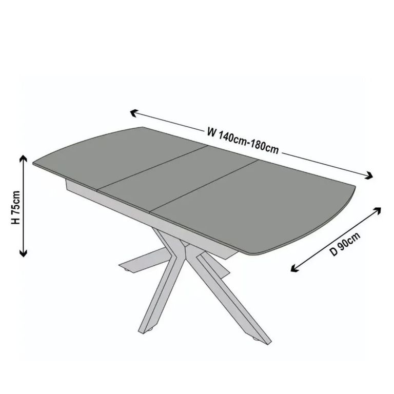 Bari 6-8 Seater White Ceramic Extending Dining Table with Black Star ...